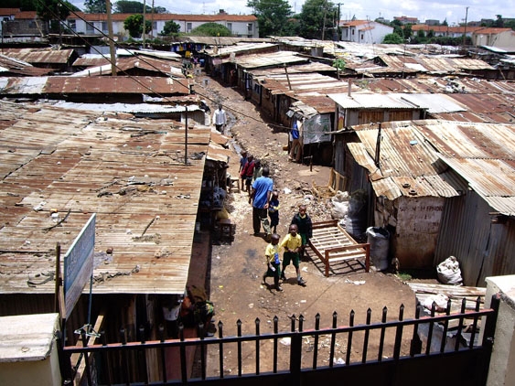Kibera seen from AMREF clinic in Laini Saba, one of Kibera’s fourteen ...