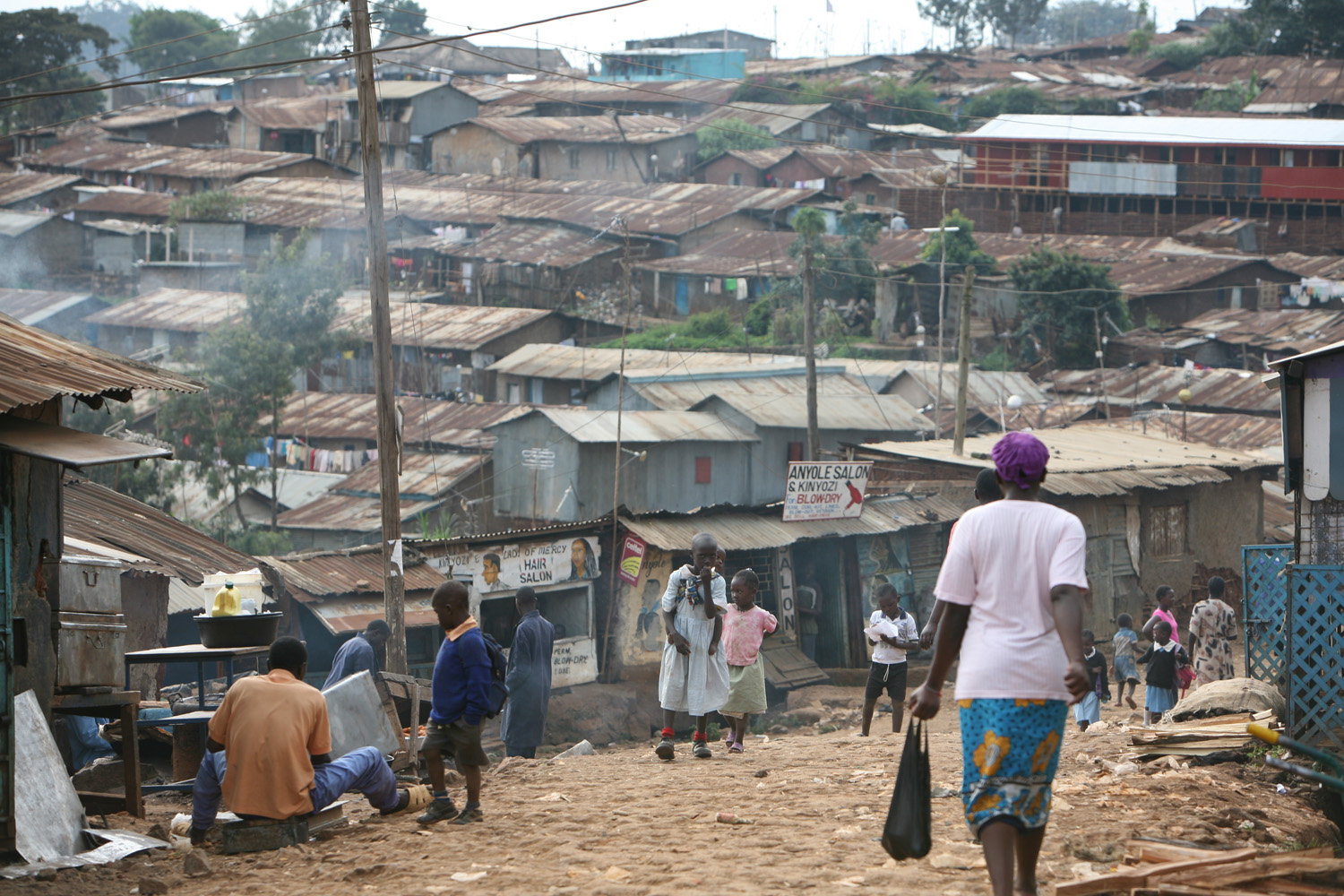 The streets of Kibera, Nairobi, Kenya, October 2007. Kibera is one of ...