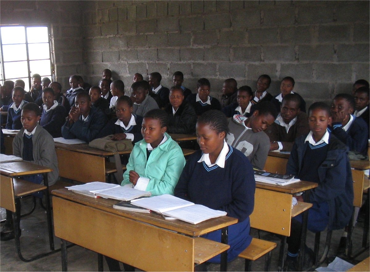 Secondary school students at Moruthane Secondary School, about 80km ...