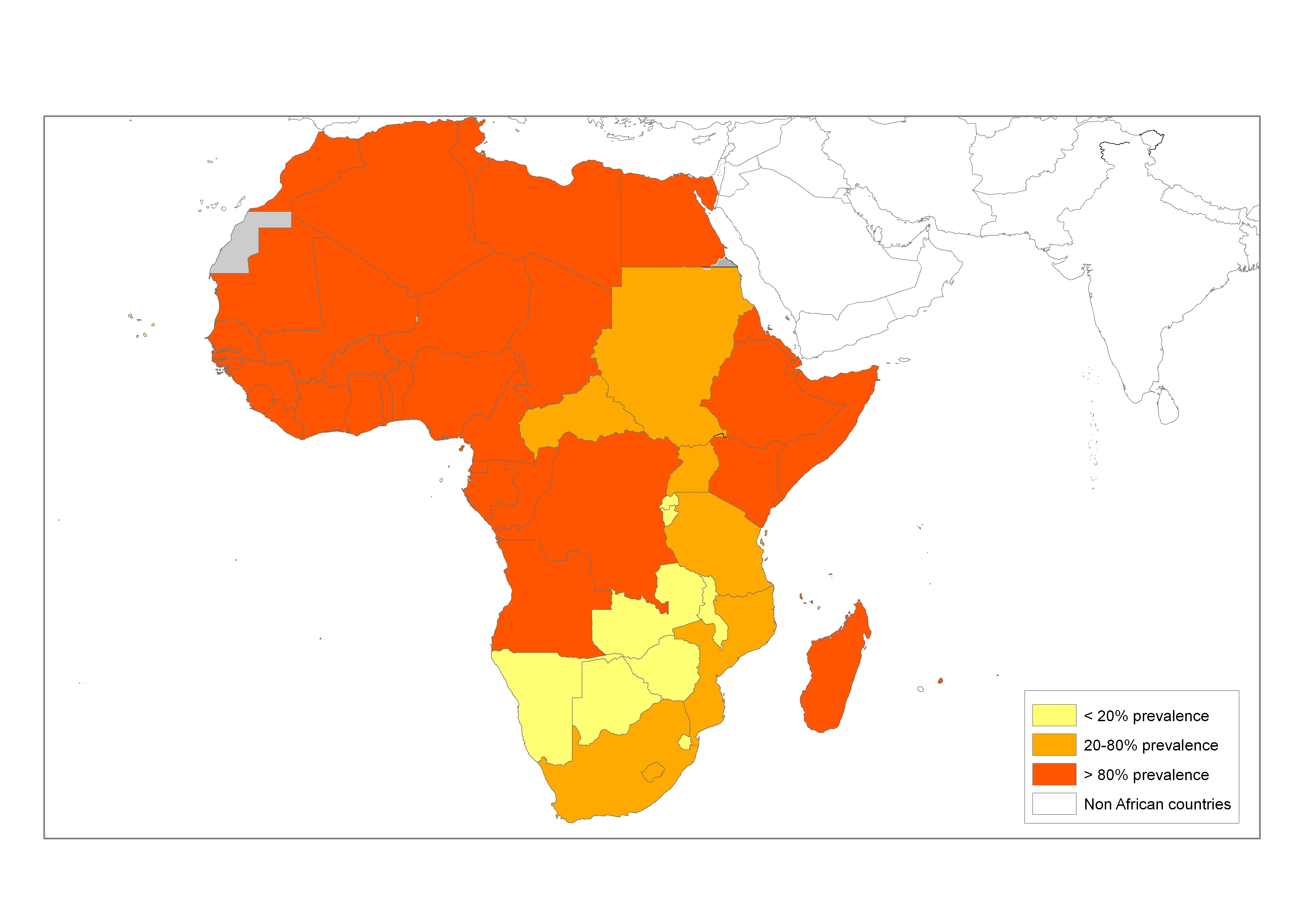 Map of rates of prevalence of male circumcision in Africa. | Health ...