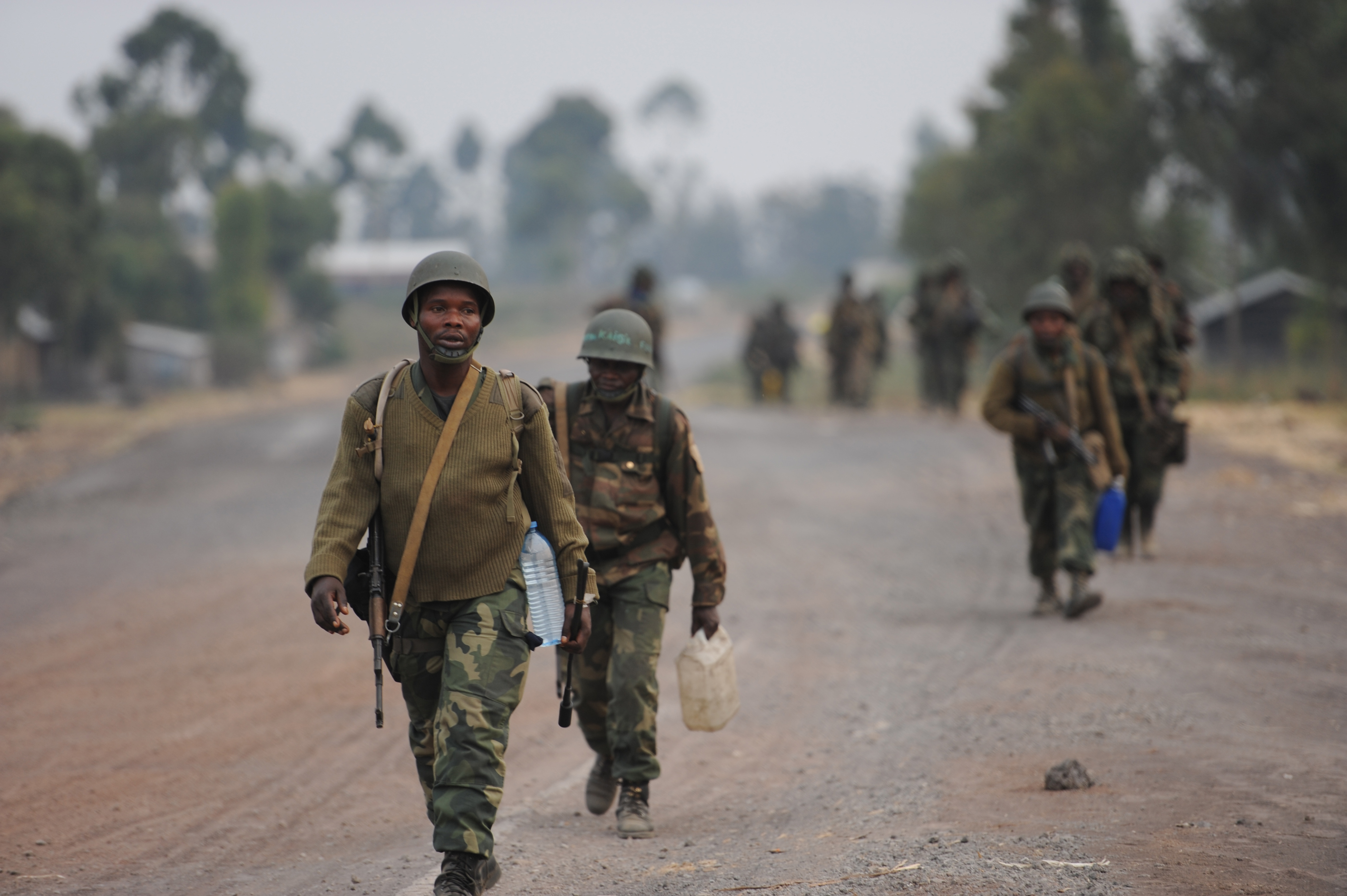 FARDC soldiers on the Kanyaruchinya frontline on the outskirts of the ...
